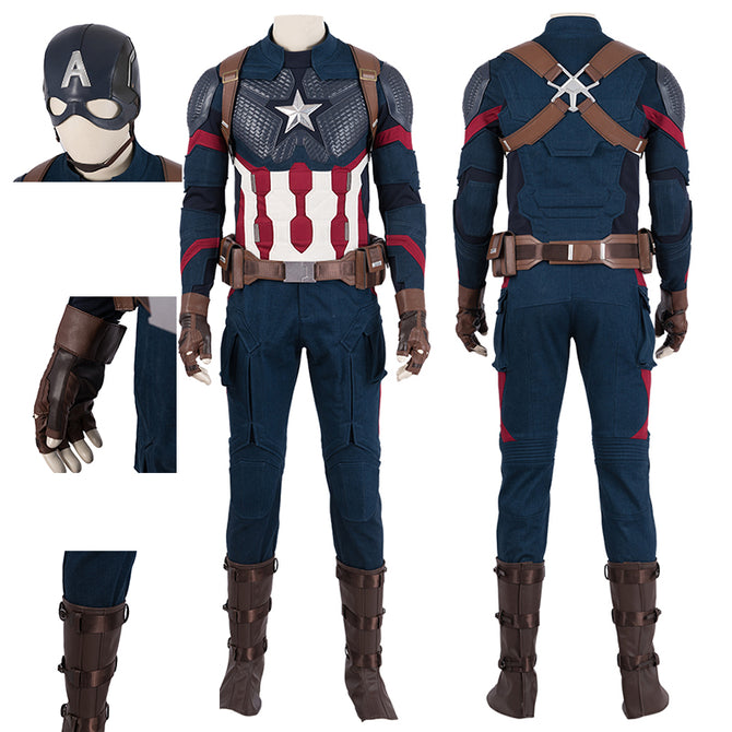 Captain America Cosplay Costume Superhero Jumpsuit Avengers Battle Suit ...